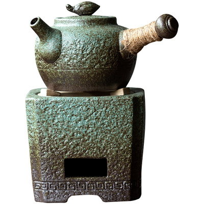 复古粗陶围炉煮茶套装炭炉碳烧壶