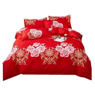 床单式四件套纯棉中式婚庆