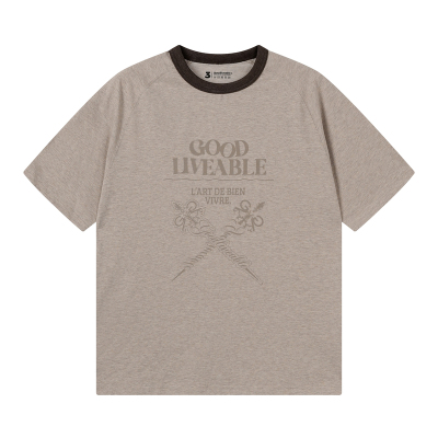 GOODLIVABLE竹节棉字母印花t恤