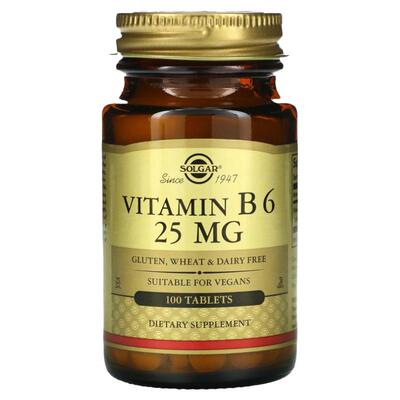 Solgar索尔加维生素B6片盐酸吡哆醇美国进口B族复合维生素能量代