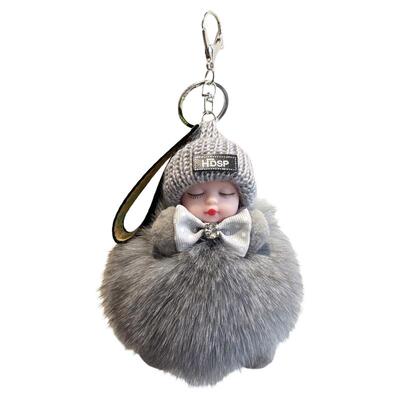 真狐狸毛娃娃汽车钥匙扣包包挂件