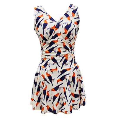 遮肉中老年妈妈连体裙式游泳衣