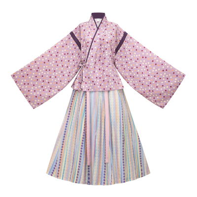 【观止织造｜星花】晋制汉服晋襦交窬裙破裙紫色波点印花人棉日常
