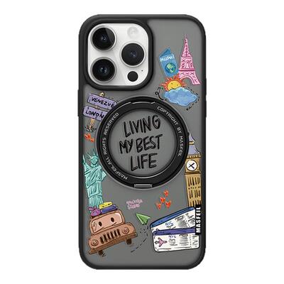 ANGYING × 旅行攻略会适用苹果17promax手机壳iPhone16pro新款带支架ip15全包Fo5磁吸支点14潮牌套13高级感