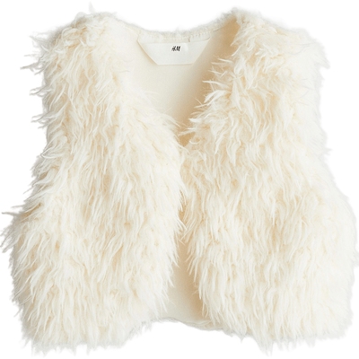 HM冬季童装儿童女童马甲柔软V领毛茸背心1270500