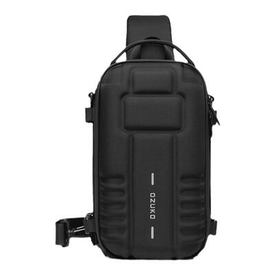 ozuko/健能大容量硬壳胸包户外运动多功能男女款防水单肩斜挎包包