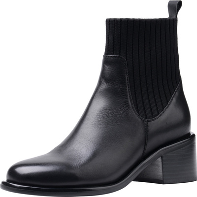 小众VDVC圆头粗跟毛线口烟筒靴