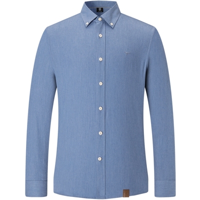 七匹狼弹力丝滑翻领长袖衬衫