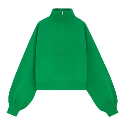 sly拉链半开领灯笼袖简约卫衣