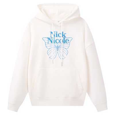 NICK&NICOLE【肖骁同款】小蝴蝶字母连帽卫衣女宽松上衣松弛韩风