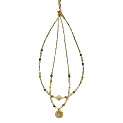 nicedream绿玛瑙罗盘双层项链