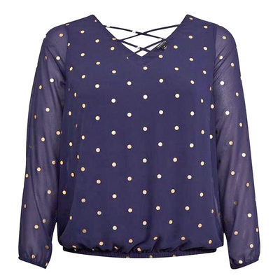 大码女装波点烫金雪纺衫