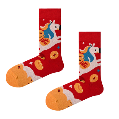 椿记马年本命年红色亲子袜子礼盒