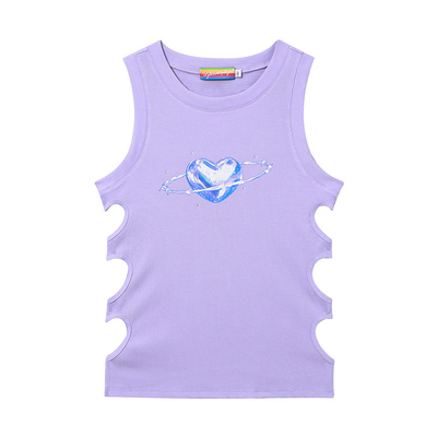 CLP修身爱心闪钻腰部镂空背心