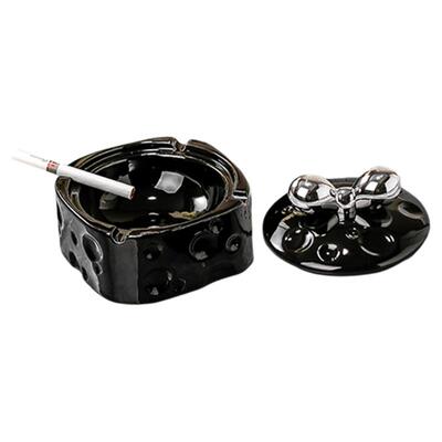 MODASEN高档可爱陶瓷烟灰缸带盖