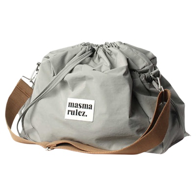 MASMARULEZ官方正品现货原创单肩帆布包抽绳防泼水尼龙斜挎包灰色