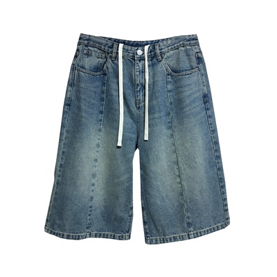 TYJR休闲直筒阔腿裤七分牛仔裤女