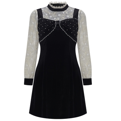 FEXATA法式浪漫假两件小黑裙