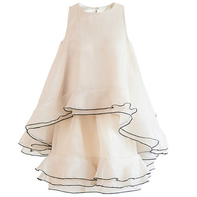 层层蛋糕荷叶无袖原创网纱背心