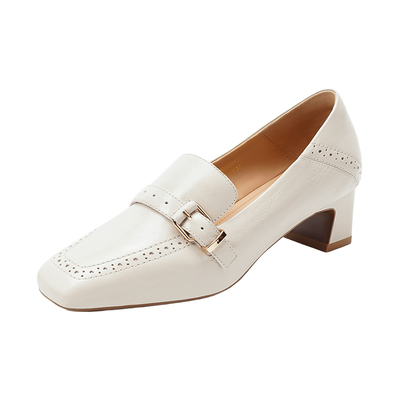 哈森复古甜美风浅口单鞋方头粗跟中跟舒适女鞋2026新款HWS260111