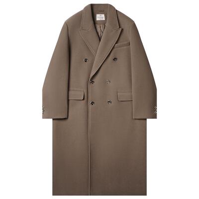 设计感枪驳领大长款毛呢大衣男过膝重磅加厚冬季宽松呢子外套男装