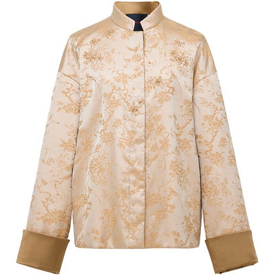 雅莹高智感国风立领重磅提花外套