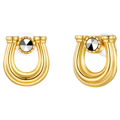 曼古银S925银马吉扣新年耳环