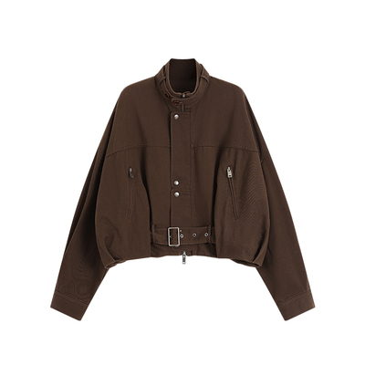 Bobbybecky复古宽松机车夹克做旧弯刀裤美式工装半身裙