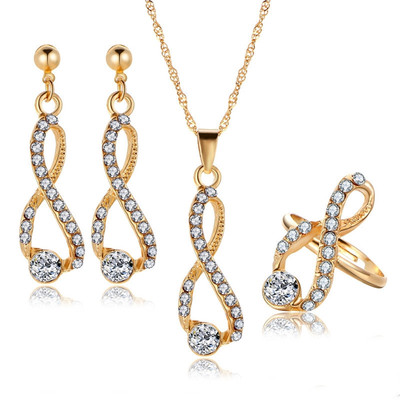 Wedding women crystal diamond earrings necklace jewelry set