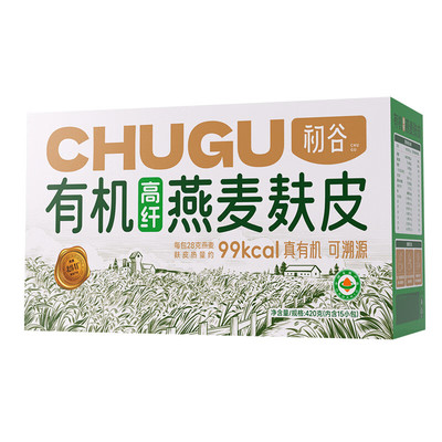 初谷有机高纤燕麦麸皮无添加蔗糖营养早餐高纤维代餐冲泡即食燕麦