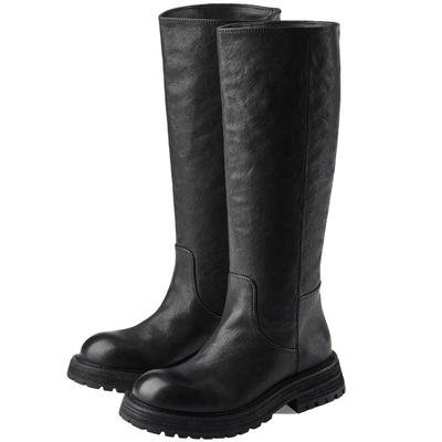 73hours显瘦水洗皮骑士靴