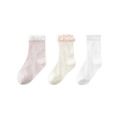 嫚熙儿童袜子抗菌透气女孩中筒袜