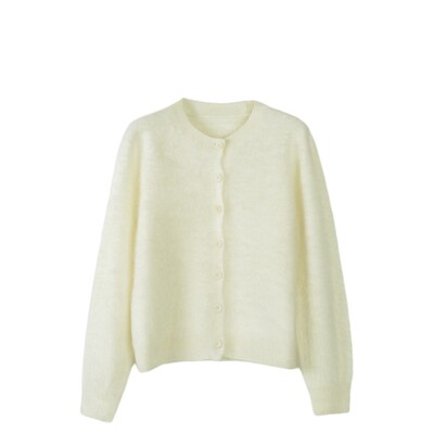 极简风水洗拉毛羊绒女款开衫
