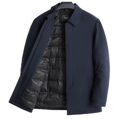 杉杉鹅绒纯色人字暗纹夹克羽绒服