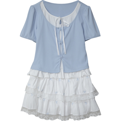 夏新款小个子短裙两件套女