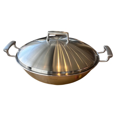 18/10不锈钢五层钢夹铜加厚炒锅