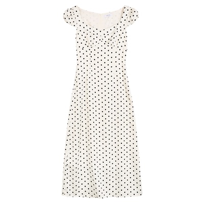 波点连衣裙泡泡袖茶歇裙收腰长裙