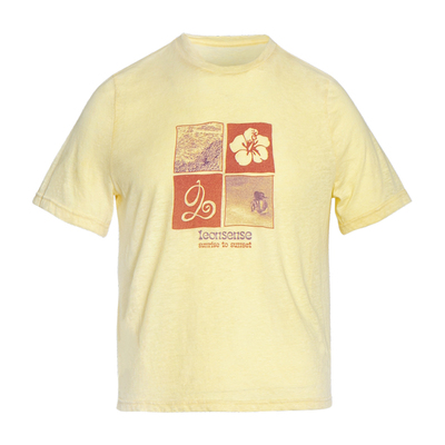 竹节棉度假印花短款T恤