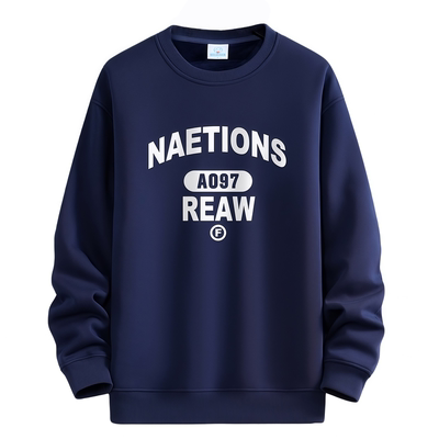 新款秋冬加绒重磅卫衣男圆领青年