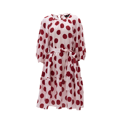 【FaFa裙】AUM噢姆粉红减龄波点印花收腰A字娃娃连衣裙