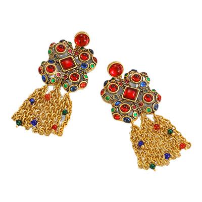 Joseph Warner中古耳饰轻奢高端大气夸张多宝撞色耳环流苏耳坠女