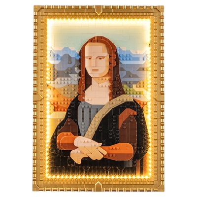 YEABRICKS LED灯饰适用照明31213蒙娜丽莎像素画艺术积木改装灯光