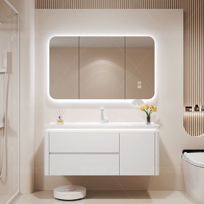 2025新款浴室柜洗手盆柜组合洗脸洗漱台陶瓷一体盆化妆室卫浴面盆