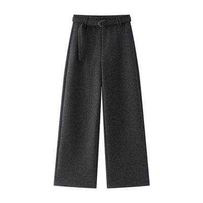 加厚高腰抗风显瘦高级毛呢长裤