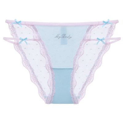 3件129|MYBODY商场同款纯欲性感波点网纱蕾丝蝴蝶结高开叉三角裤