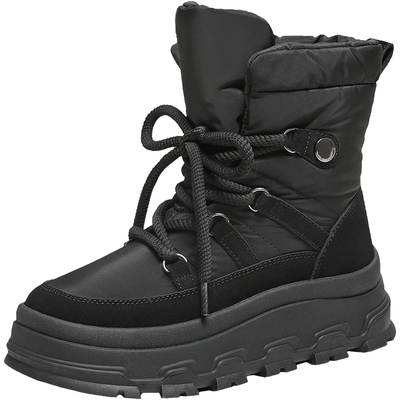 TATA他她靴子2025冬季新款雪地靴黑色短靴厚底保暖时装靴CHV02DZ5