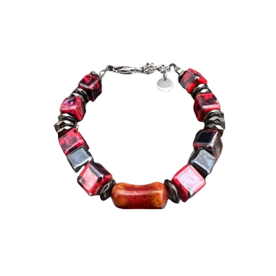 高级感红血石手链陶瓷嘻哈风男女