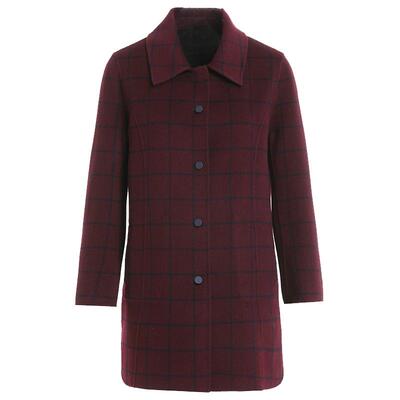 乔万尼2025商场同款新品绵羊毛大衣简约格纹设计好看流行EI4A583