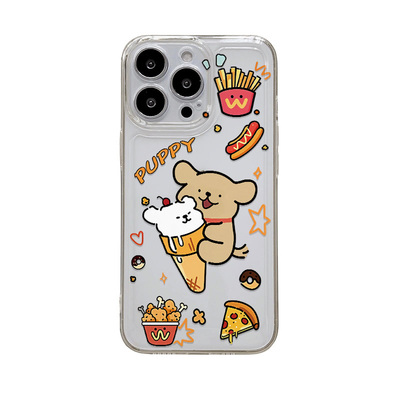 iPhone13可爱苹果12小众透明小米17ProMax软OPPORENO16卡通一加ACE6适用14PLUS手机壳汉堡线条小狗红米NOTE15