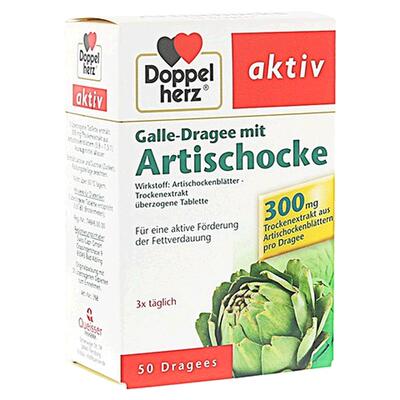 欧洲直邮德国双心Doppelherz洋蓟促进胆汁分泌助消化糖衣片50粒